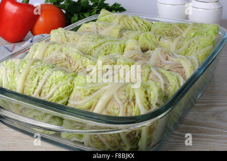 stuffed savoy cabbage in a glass pot Stock Photo - Alamy
