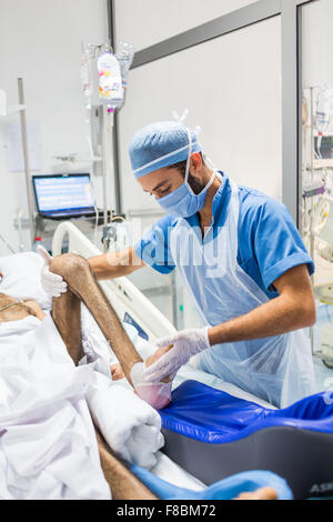 Patient leg in physical therapy physiotherapy clinic in medical center ...