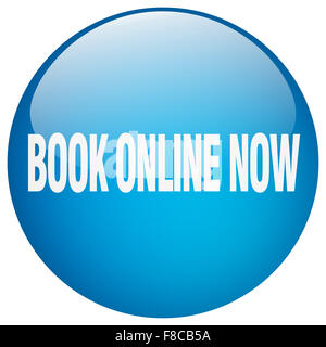 book now blue round gel isolated push button Stock Photo - Alamy