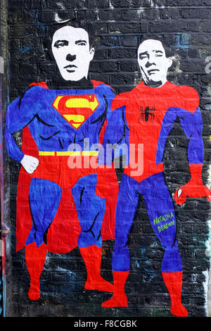 Street art featuring the Kray Twins on a wall in Shoreditch, east ...
