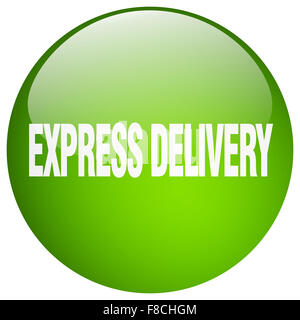 express green round gel isolated push button Stock Photo - Alamy