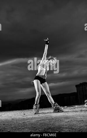 young gogo dancer girl on top of the building Stock Photo - Alamy