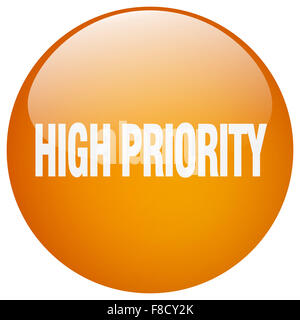 priority orange round gel isolated push button Stock Photo - Alamy