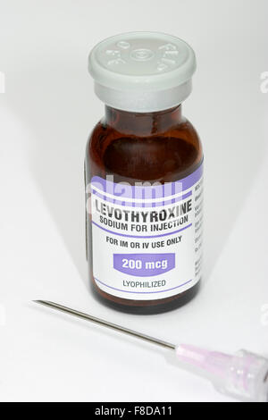 Levothyroxine, injectable synthetic thyroid hormone shown with syringe ...