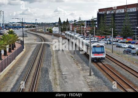 A Transperth railway train at Fremantle Station in Western Australia ...
