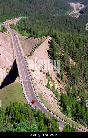 aerial view of the Canadian Rockies along Continental Divide in Banff ...