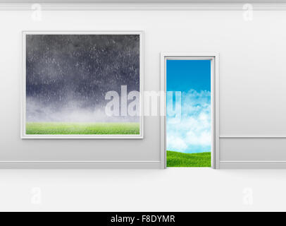 Bad weather on the wall of room and a good outside door Stock Photo - Alamy