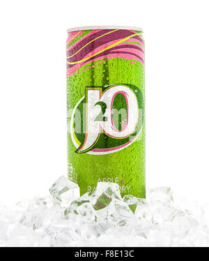 Can of Apple & Raspberry J2O Fruit Blend soft drink isolated on white ...