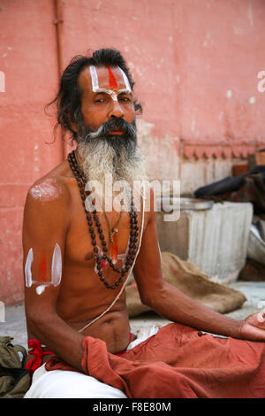 Sadhu sitting, Delhi, India Stock Photo - Alamy