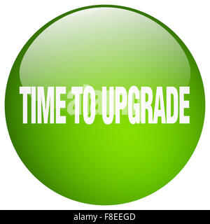 upgrade green round gel isolated push button Stock Photo - Alamy
