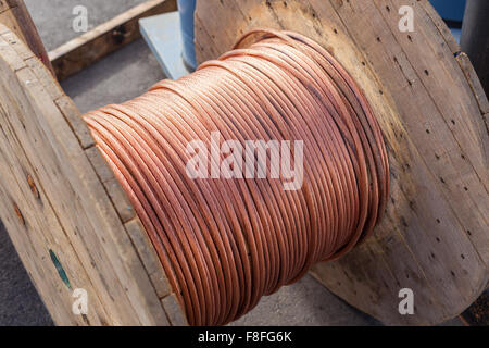 large wood spools for electric wire Stock Photo - Alamy