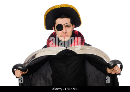 One eyed pirate with sword isolated on white Stock Photo - Alamy