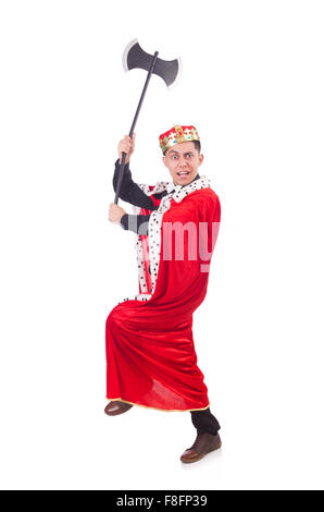 Funny king with axe isolated on white Stock Photo - Alamy