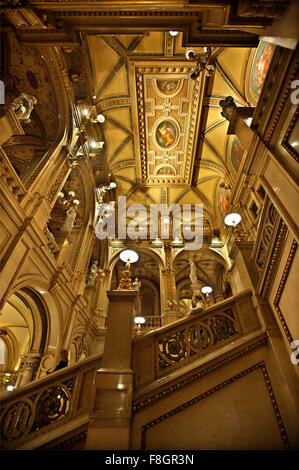 The main staircase in the State Opera House (Staatsoper) of Vienna ...