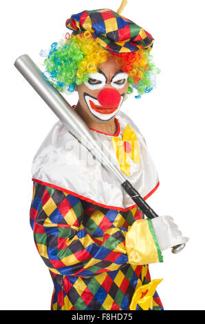 Clown with baseball bat isolated on white Stock Photo - Alamy