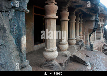 Cave 1 : Façade of Vihara or prayer hall. Ajanta Caves, Aurangabad ...