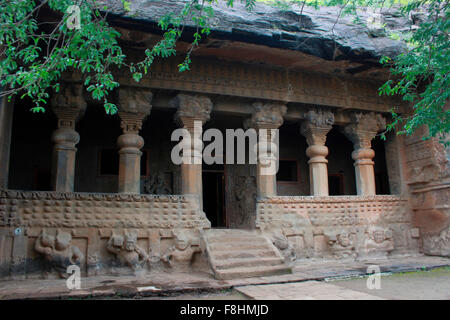 Cave 1 : Façade of Vihara or prayer hall. Ajanta Caves, Aurangabad ...