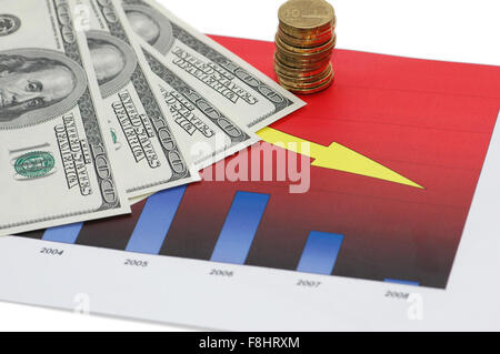 Bar charts and hundred dollar bank notes Stock Photo - Alamy