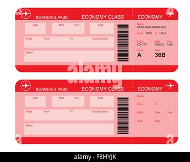 Boarding pass vector illustration. Airline ticket design with QR code ...
