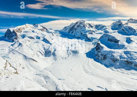 Elevated view of snow covered Monta Rosa, Switzerland Stock Photo - Alamy