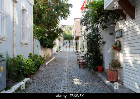 BOZCAADA, TURKEY - SEPTEMBER 14, 2015: View of street in Tenedos ...