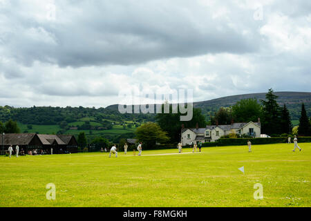 Cricket game in Crickhowell, Brecon Beacons, POWYS, Wales Stock Photo ...