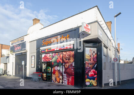 Colourful Eastern European Supermarket shop front in West Bromwich ...