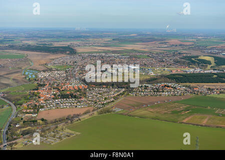 An aerial view of the town of New Ollerton in Nottinghamshire Stock ...