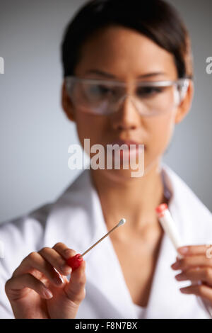 Forensic, csi and swab for dna at crime scene for medical investigation ...