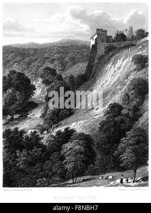 UK, Scotland, Midlothian, Roslin (Rosslyn) Chapel, drawing by Victorian ...