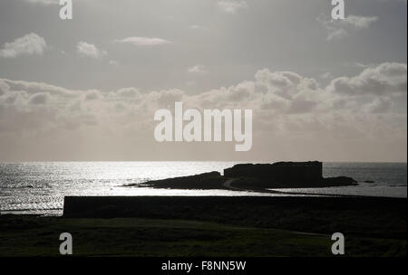 Fort Ile de Raz and causeway on Channel Island of Alderney Stock Photo ...