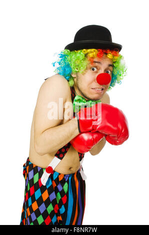 Clown with boxing gloves isolated on the white Stock Photo - Alamy