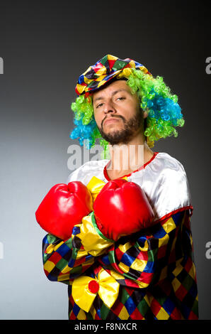 Funny clown with boxing gloves Stock Photo - Alamy