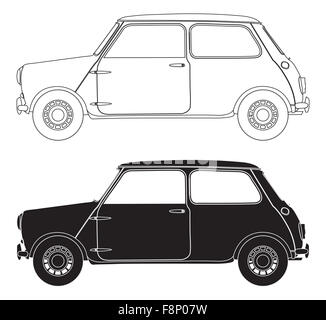 Compact car outlines isolated on a white background Stock Photo - Alamy