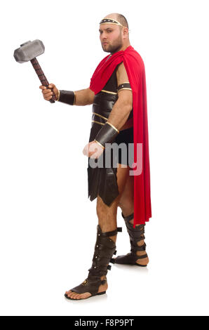 Gladiator with hammer isolated on white Stock Photo - Alamy