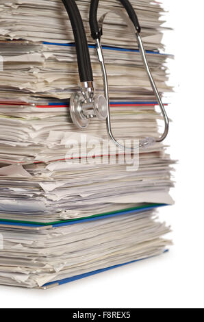 Stack of papers with stethoscope Stock Photo - Alamy