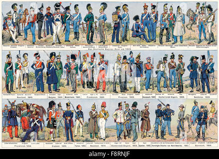 Types of soldiers from the 19th century Stock Photo - Alamy