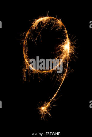 Fire alphabet number 9 nine isolated on black background Stock Photo ...