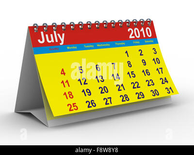 2010 year calendar. July. Isolated 3D image Stock Photo - Alamy
