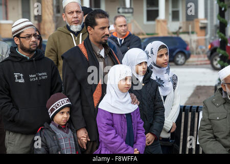 Hamtramck, Michigan USA. 11th December 2015. Muslims rally at Hamtramck ...