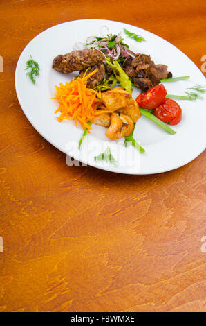 Plate with tasty lamp kebabs Stock Photo - Alamy