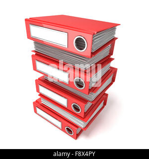 Batch of binders, red office folders. 3D render illustration isolated ...
