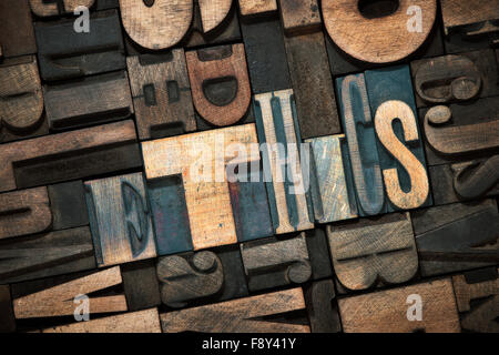 ethics word made from wooden letterpress blocks inside many letters ...