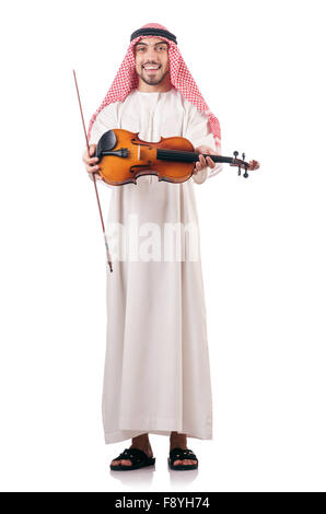Arab man playing violin isolated on white Stock Photo - Alamy
