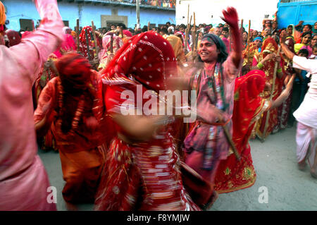 Dancing during Holi Festival, Mathura, Uttar Pradesh, India Stock Photo ...