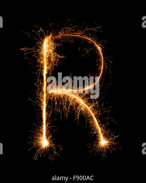Sparkler firework light alphabet K (Capital Letters) at night ...