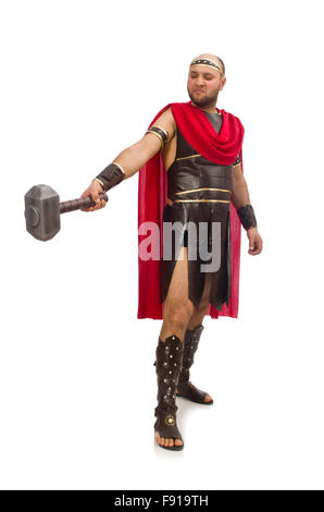Gladiator with hammer isolated on white Stock Photo - Alamy