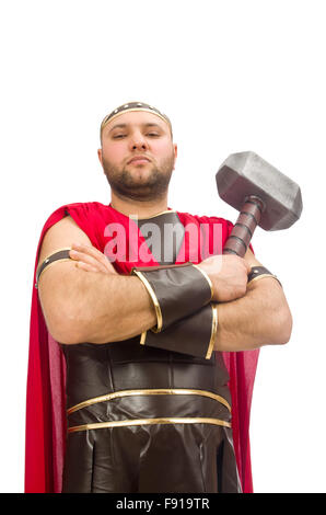 Gladiator with hammer isolated on white Stock Photo - Alamy