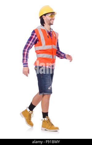 cheerful contractor man worker walking at building or construction site ...
