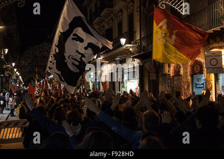 Palermo, Italy. 12th Dec, 2015. Sicilian people march through the ...